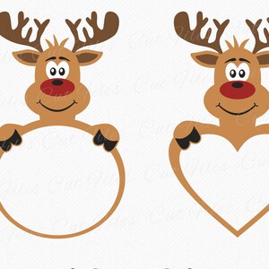 Peeking Reindeer Monogram SVG, Rudolph Face SVG, Christmas Reindeer ...
