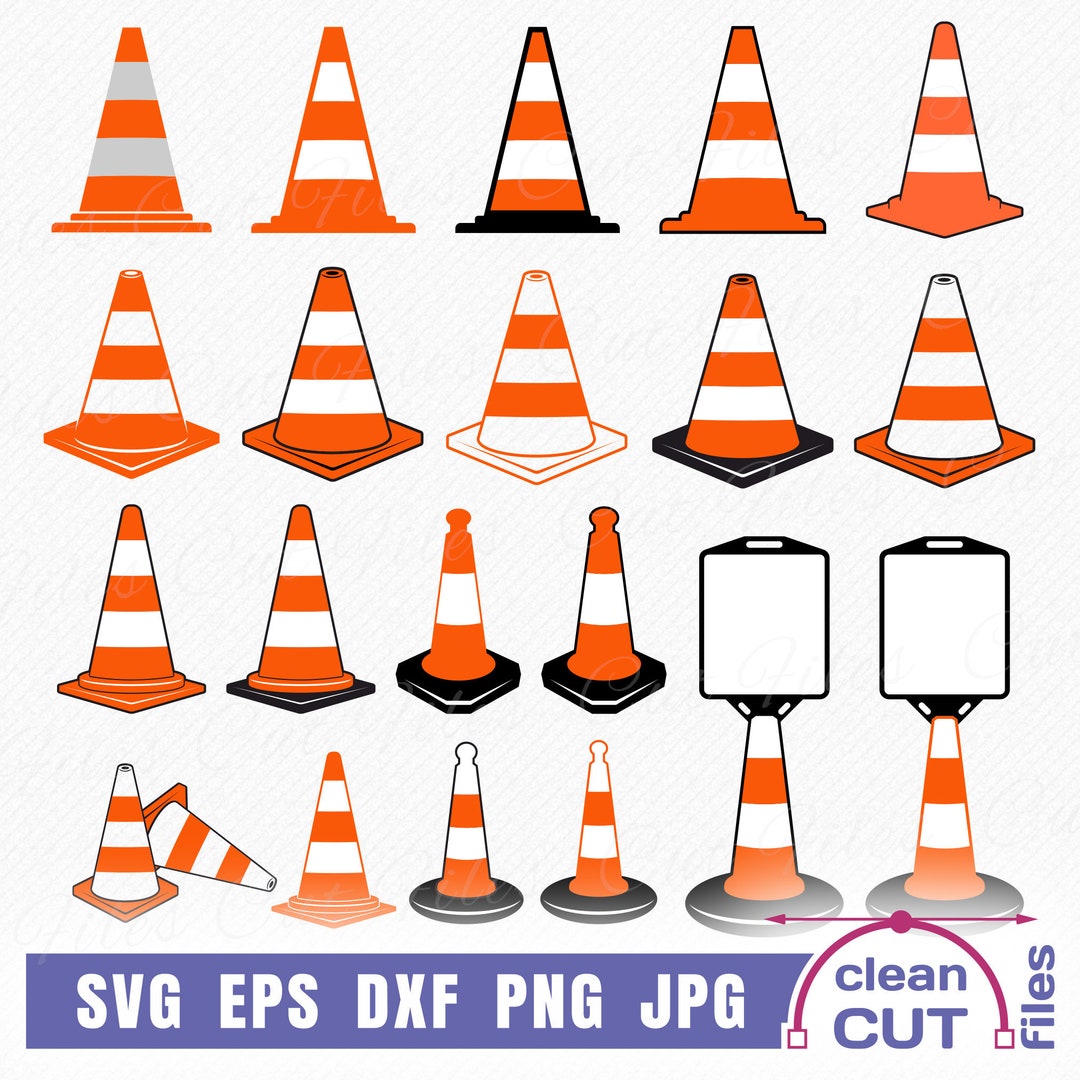 Road Traffic Cone SVG Bundle | Construction Vector Icon Cutting Clipart ...