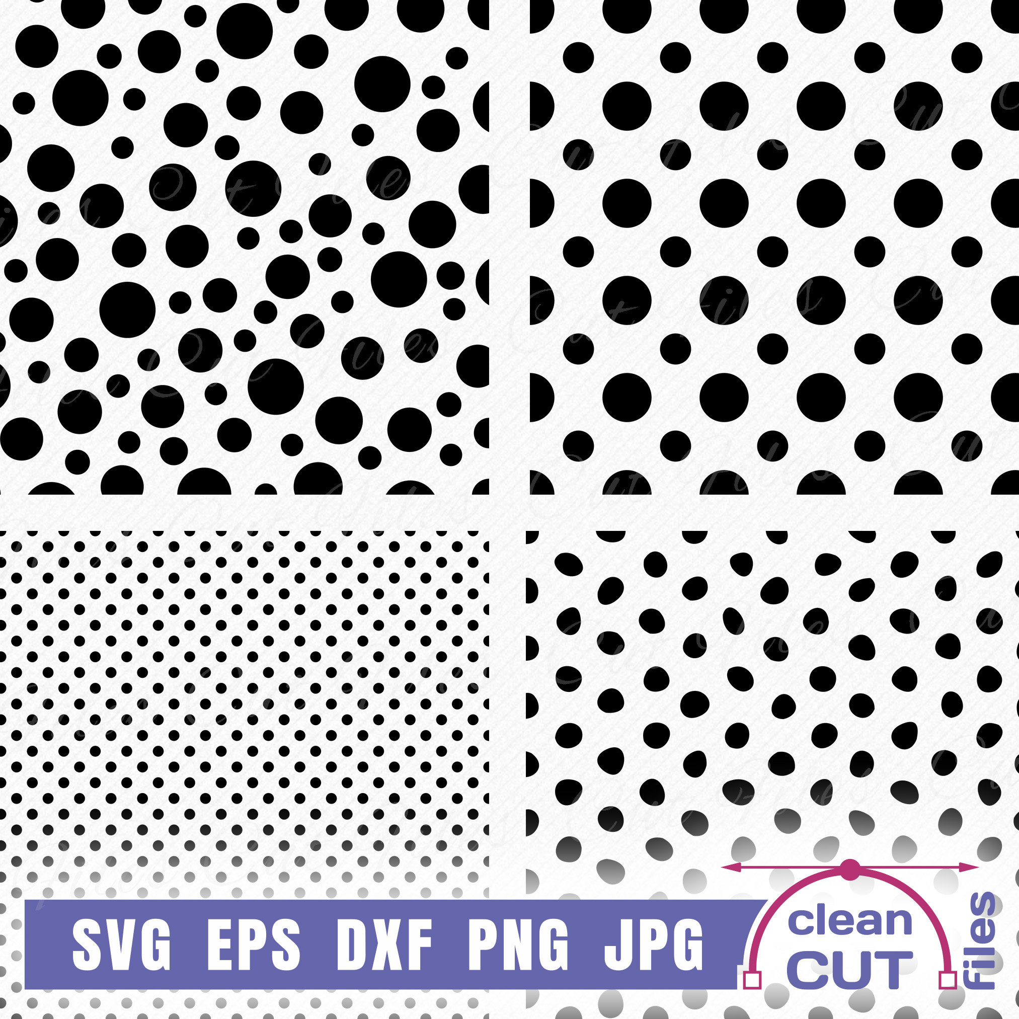 Polka Dot Pattern SVG Bundle, Seamless Vector Template Cutting and ...