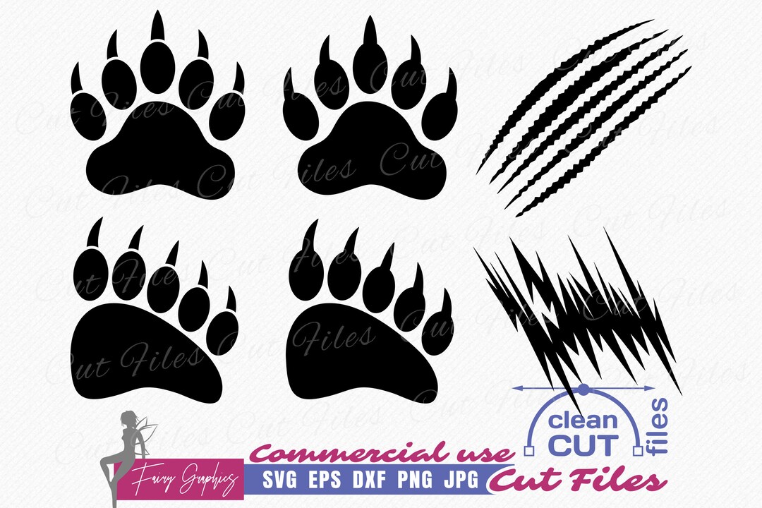 Bear Paw Print SVG, Bear Paw Foot Print SVG, Digital Download Cricut ...