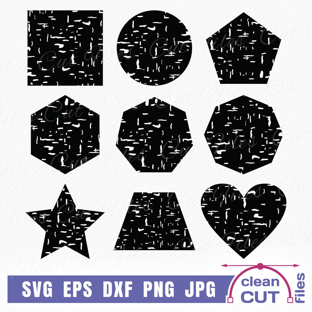 Grunge Shapes SVG Clip Art Distressed Circle Star Heart Template ...