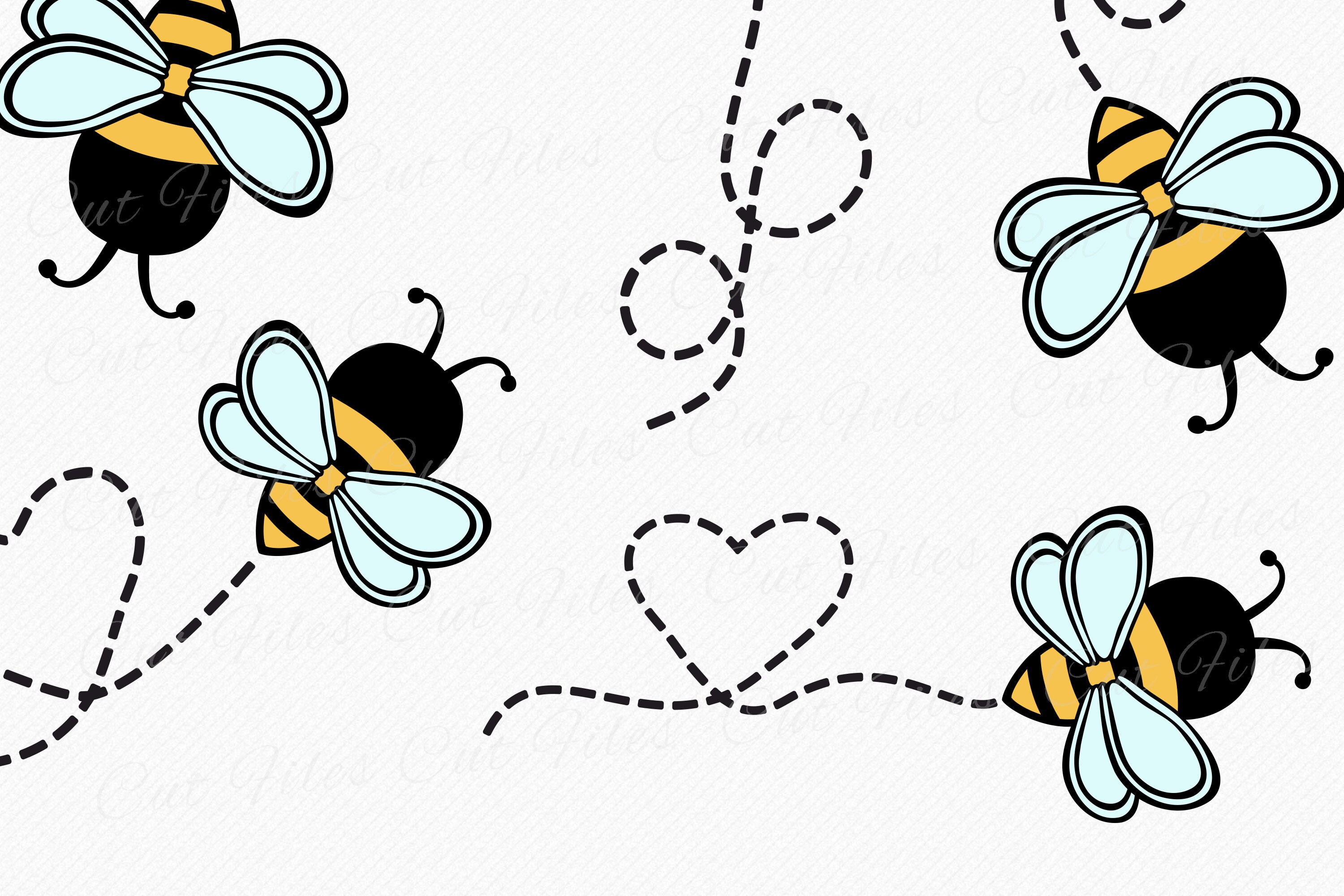 Bee Flying on Dotted Route SVG, Cute Bumblebee Characters on Dotted ...