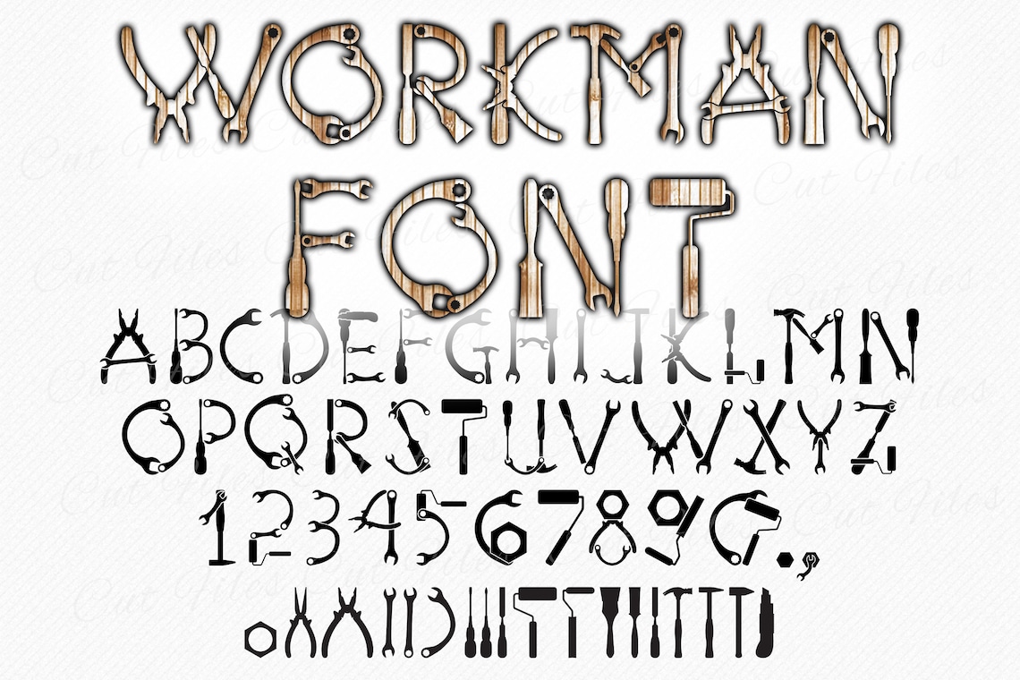Tools Font SVG TTF OTF Font, Tools Alphabet, Tools Letters, Worker Font ...