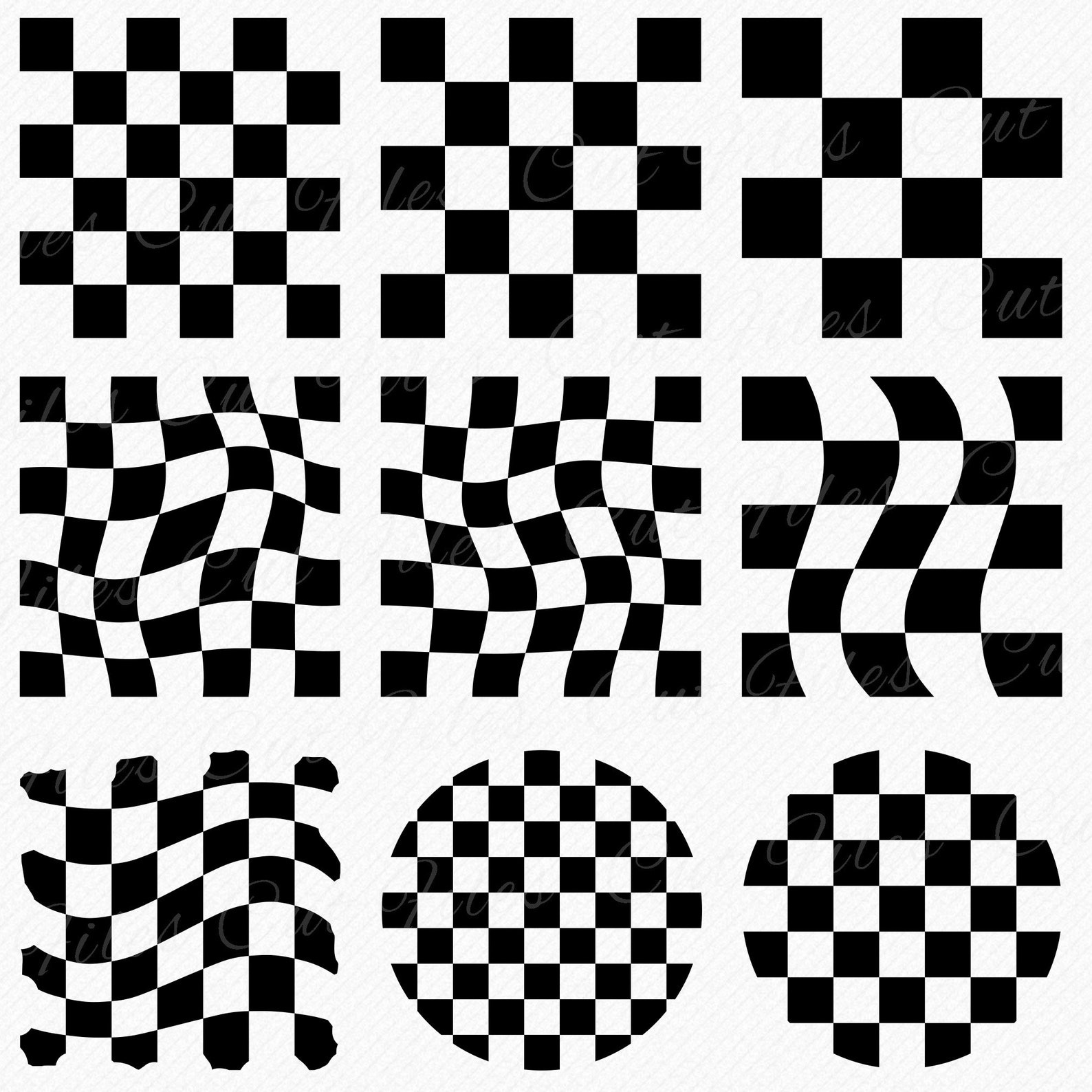 Checker Patterns SVG Bundle, Distressed Twisted Grunge Circle Border ...