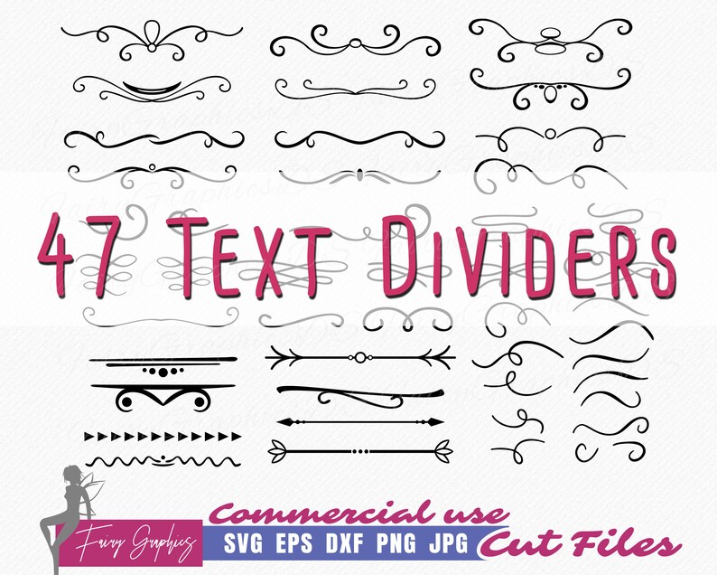 Text Divider SVG Bundle 47 Vector and Clipart Dividers Text - Etsy
