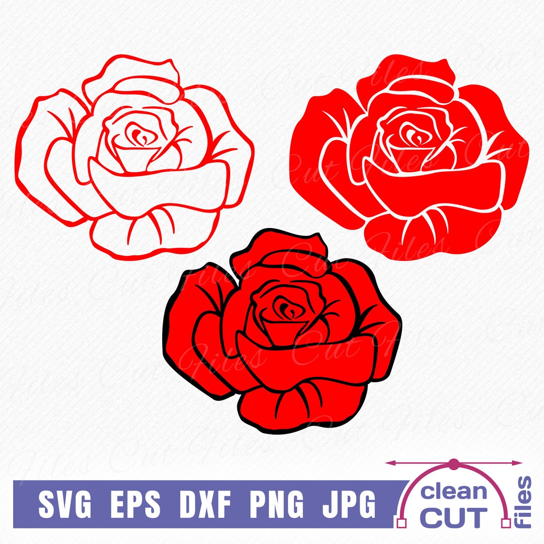 Simple Rose Flower SVG Vector Images, Silhouette of Red Rose Design ...