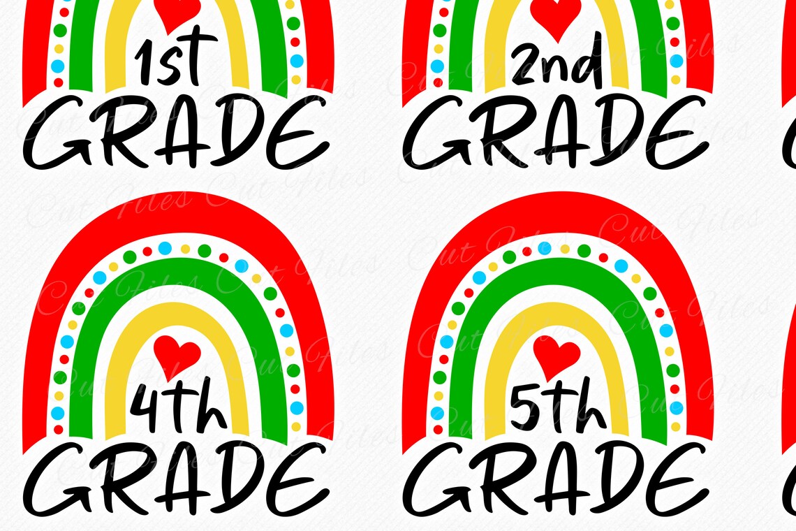 Back to School Rainbow SVG Bundle, Rainbow Grades Shirt Cutting and ...