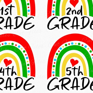 Back to School Rainbow SVG Bundle, Rainbow Grades Shirt Cutting and ...