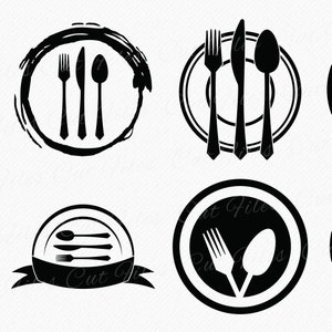 Restaurant Logo SVG Bundle Plate Fork Spoon Knife Cut and Clipart Png ...