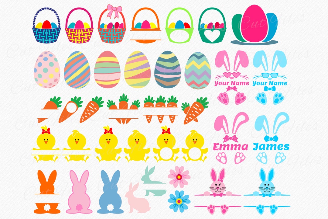 Easter SVG Bundle, Easter Frame SVG, Easter Egg Svg, Bunny Name Frame ...
