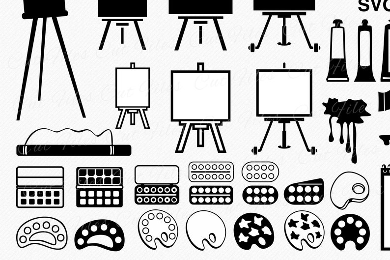 Art Supplies SVG Bundle Painting Tools, Paint Brush SVG, Painting ...