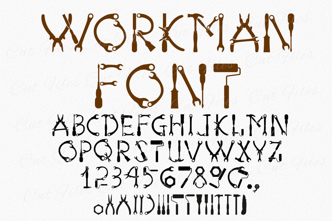 Tools Font SVG TTF OTF Font, Tools Alphabet, Tools Letters, Worker Font ...