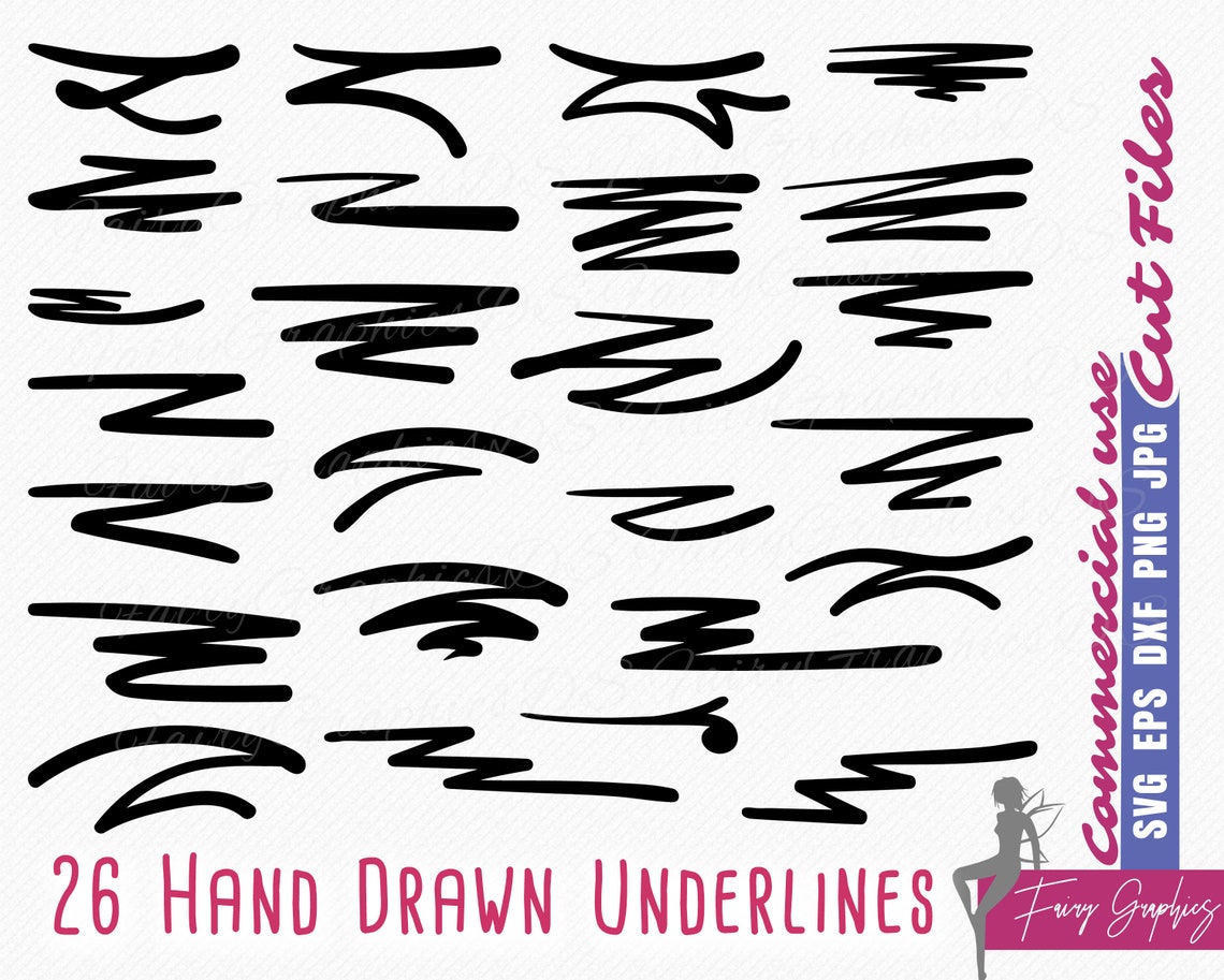 Hand Drawn Underlines SVG, Curly Swashes SVG, Swishes, Swashes, Swoops ...