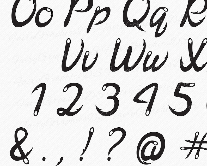 Fish Hook Fishing Font TTF OTF SVG Fish Hooks Letters | Etsy India