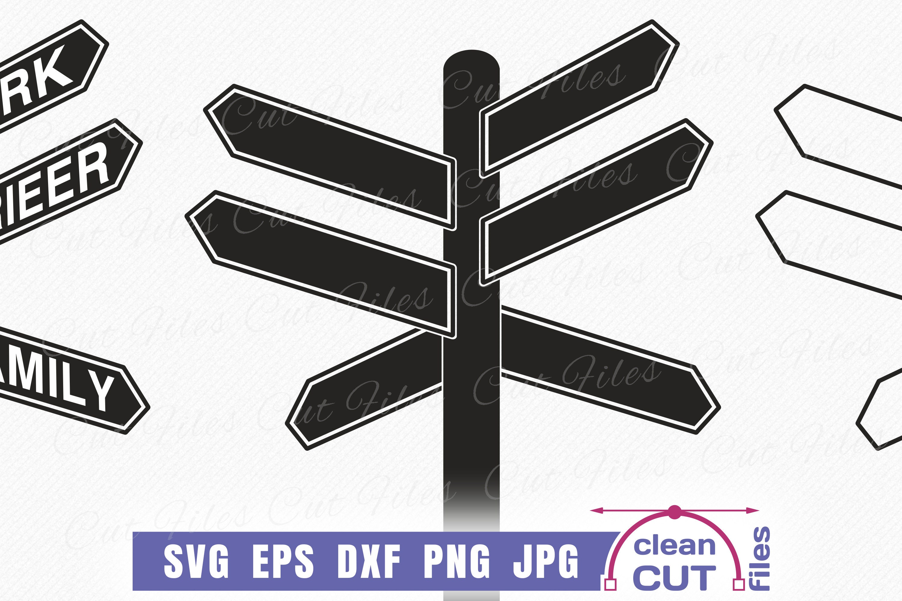 Road Sign SVG Street Sign Template 6 Arrows Blank Road Street Sign With ...