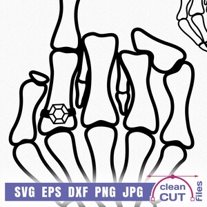 Skeleton Wedding Finger Outline SVG, Engagement Rings SVG, Bride and ...