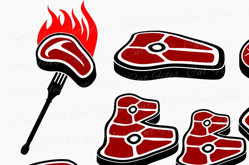 Steak Meat SVG Vector and Clip Art Files 8 BBQ Meat Designs | Etsy