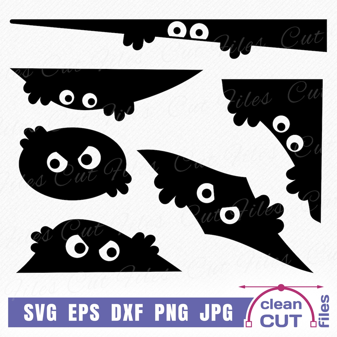 Edge Peeking Monster Eyes SVG Vector Files - Funny Monster T-shirt ...