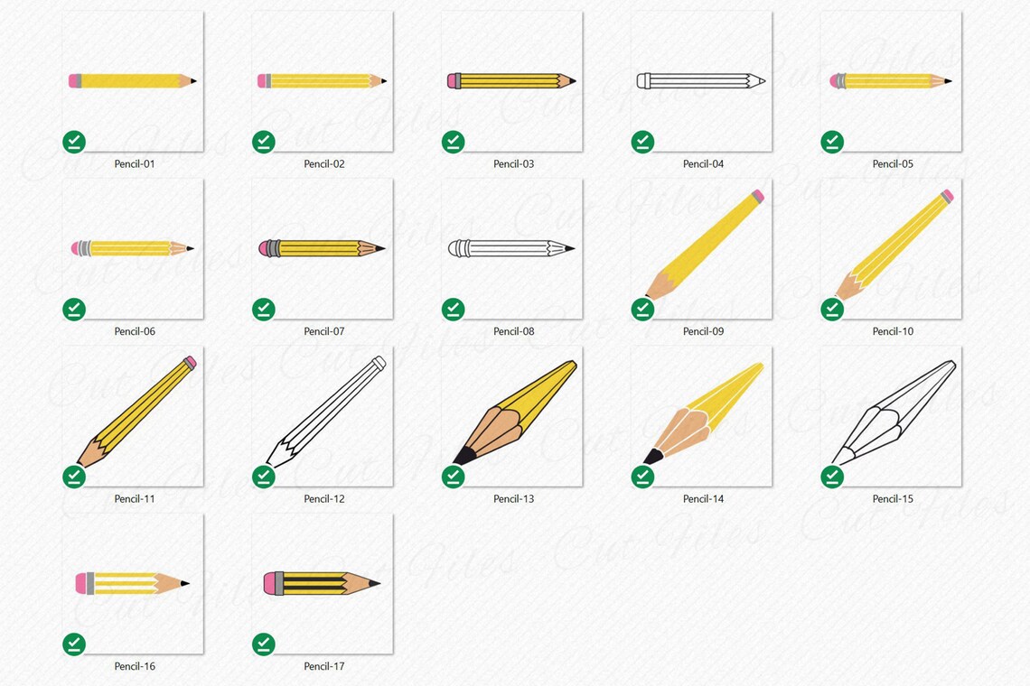 Pencil SVG Bundle, 17 Vector Pencil, School Pencil SVG, Pencil Clipart ...