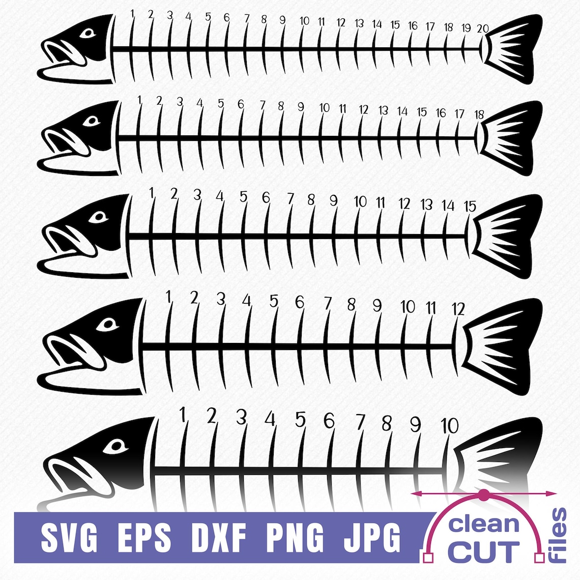 Fish Ruler SVG – Fishing Measure Ruler Clipart Template – Laser Cut ...