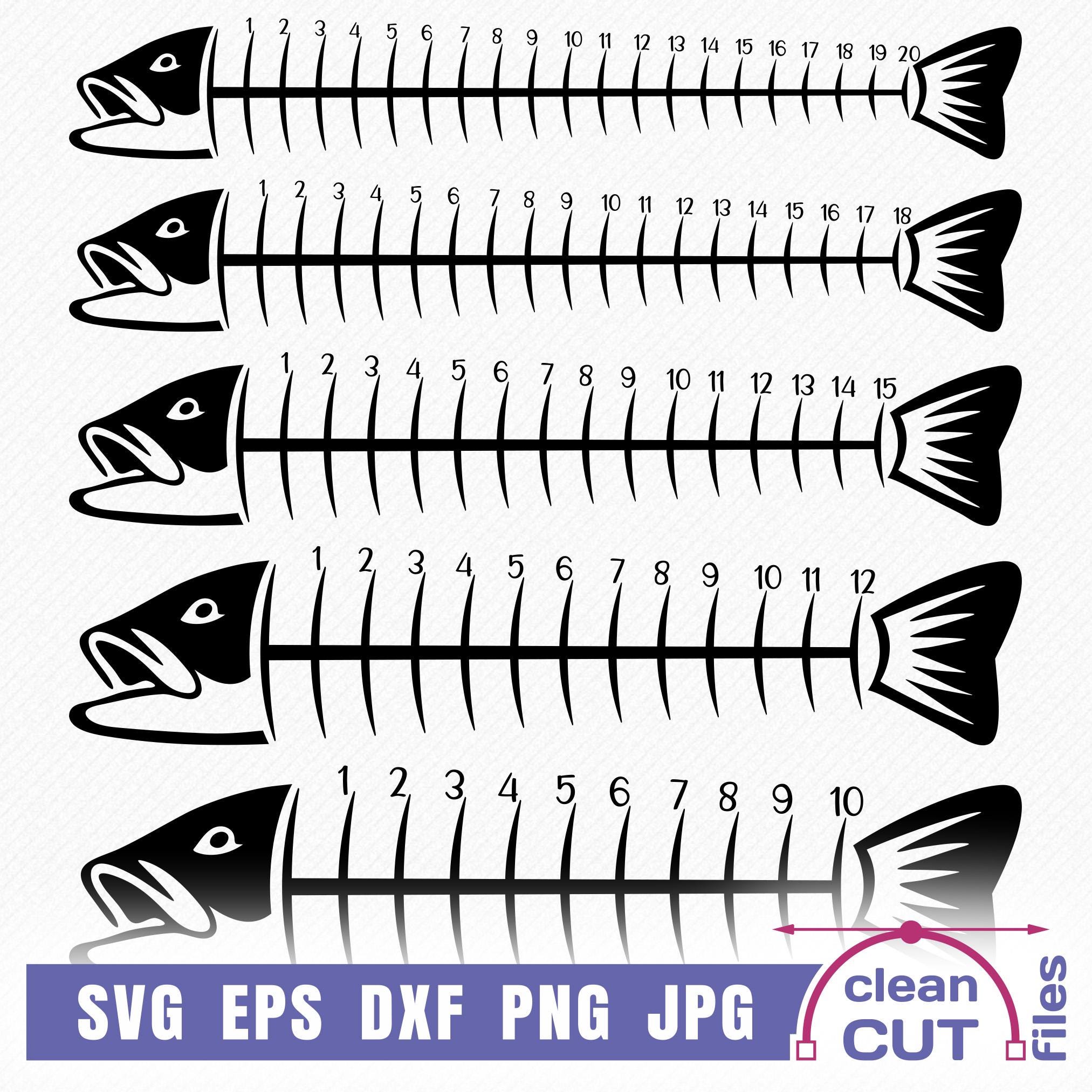 Fish Ruler SVG – Fishing Measure Ruler Clipart Template – Laser Cut ...