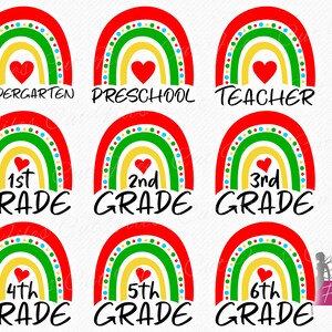 Back to School Rainbow SVG Bundle, Rainbow Grades Shirt Cutting and ...