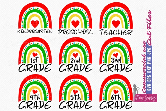 Back to School Rainbow SVG Bundle Rainbow Grades Shirt - Etsy