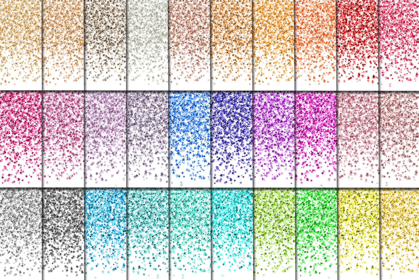 Glitter Stars Border | 30 Colors Glitter Stars Overlay Background ...
