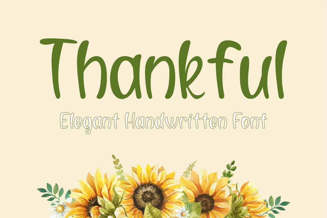 Thankful Font, Handwritten Font, Boho Font, Branding Alphabet, Wedding ...