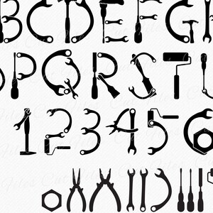 Tools Font SVG TTF OTF Font, Tools Alphabet, Tools Letters, Worker Font ...