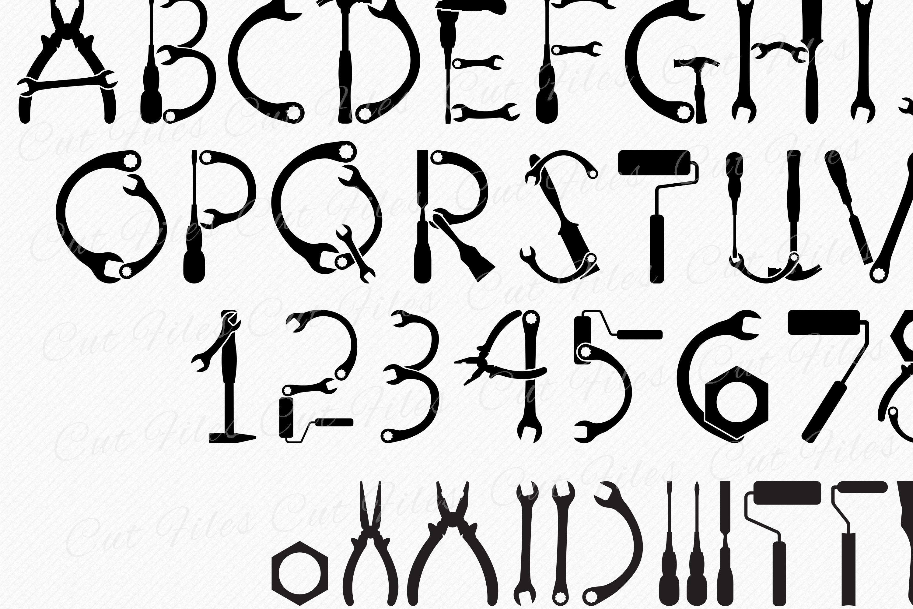 Tools Font SVG TTF OTF Font, Tools Alphabet, Tools Letters, Worker Font ...