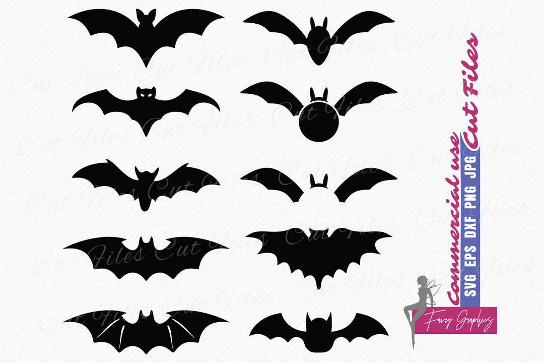 Bat SVG Halloween Bats Vector Cutting and Clipart Files - Commercial ...