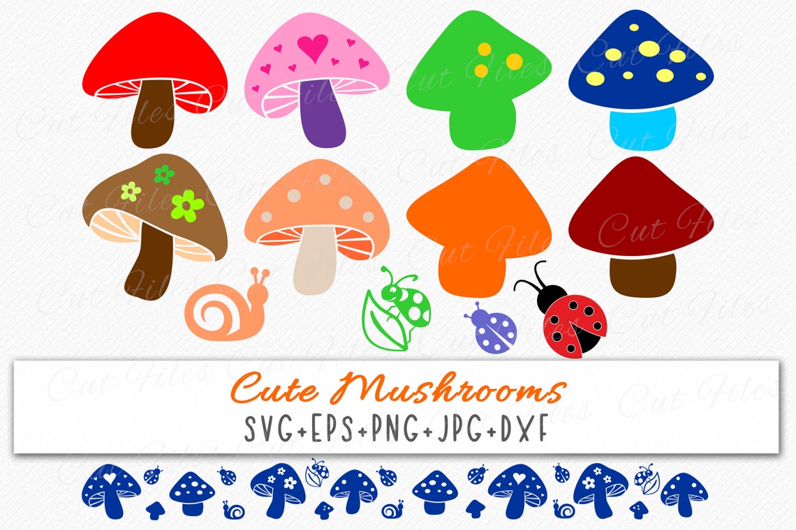 Cute Mushrooms SVG Mushroom Vector and Clipart Files - Etsy