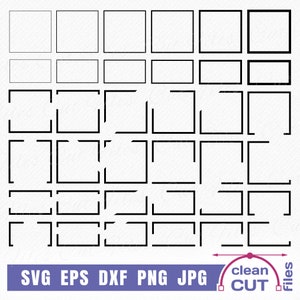 Open Rectangle SVG Vector Bundle, Split Square and Rectangle Outline ...
