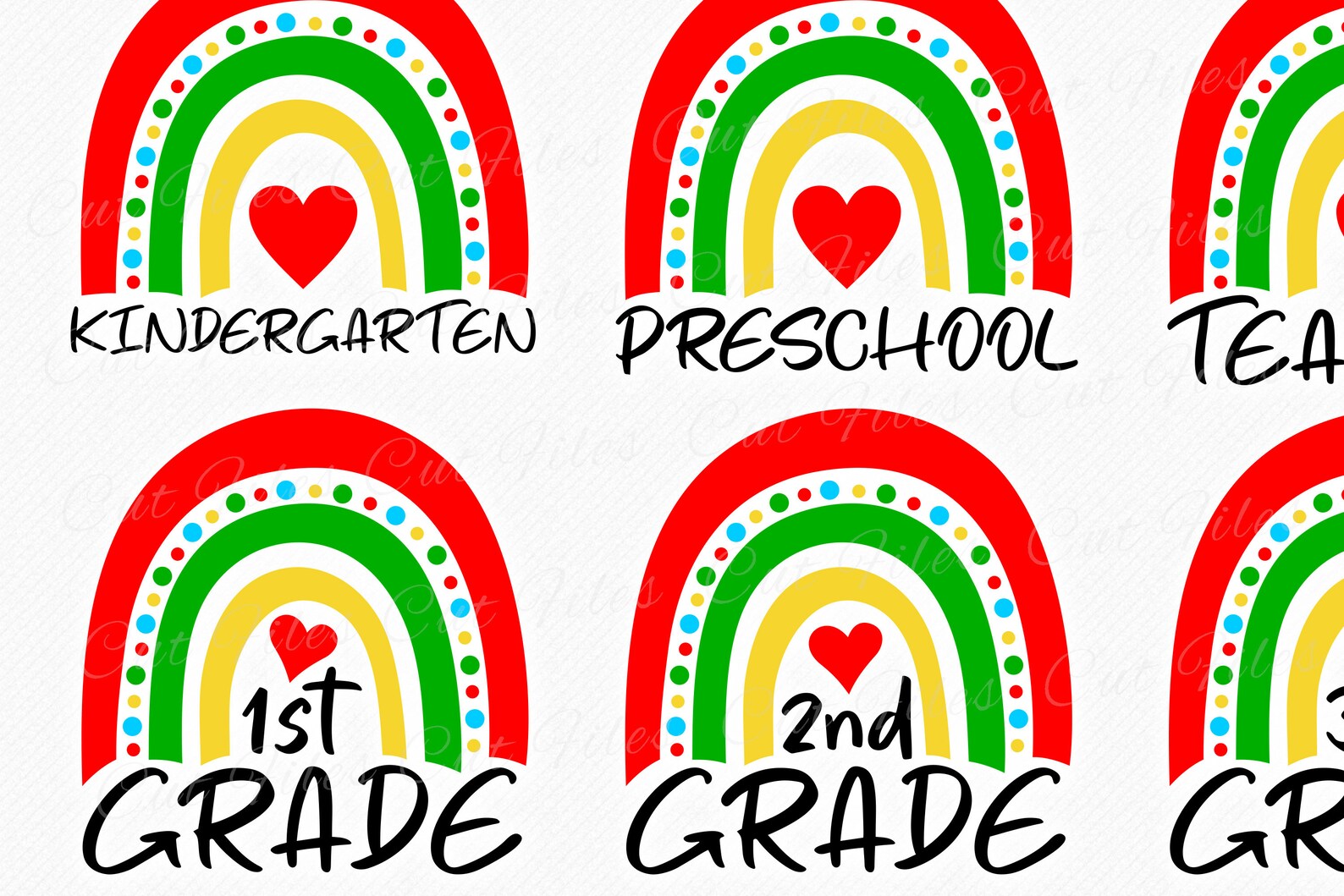 Back to School Rainbow SVG Bundle, Rainbow Grades Shirt Cutting and ...