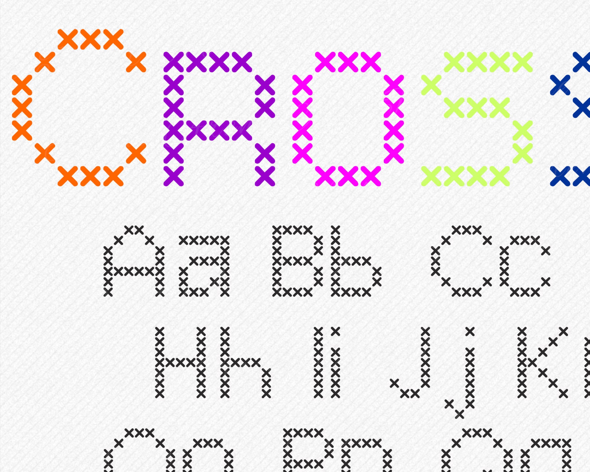 Stitching Font SVG TTF OTF | Cross Stitch Alphabet, Cross Stitch ...