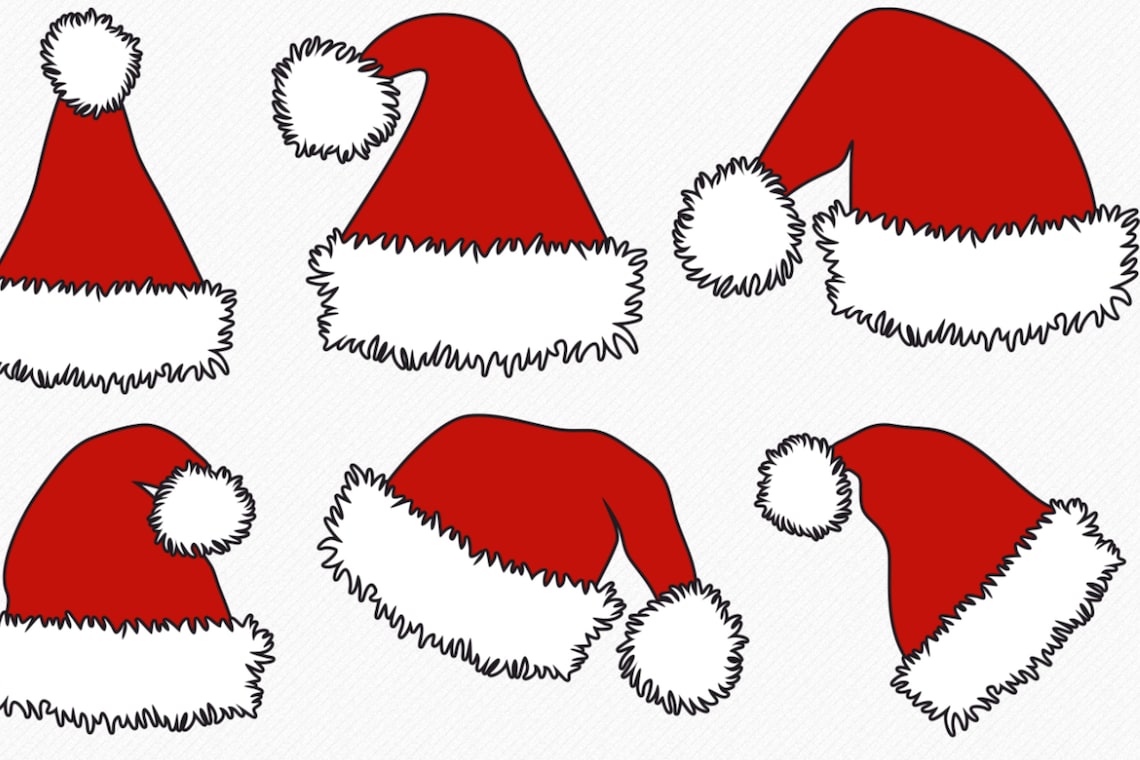 Santa Hats SVG Bundle Layered Christmas Hat Cutting and - Etsy