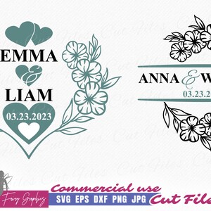 Wedding SVG Bungle - Wedding Signs, Marriage Name Frame, Floral Frame ...