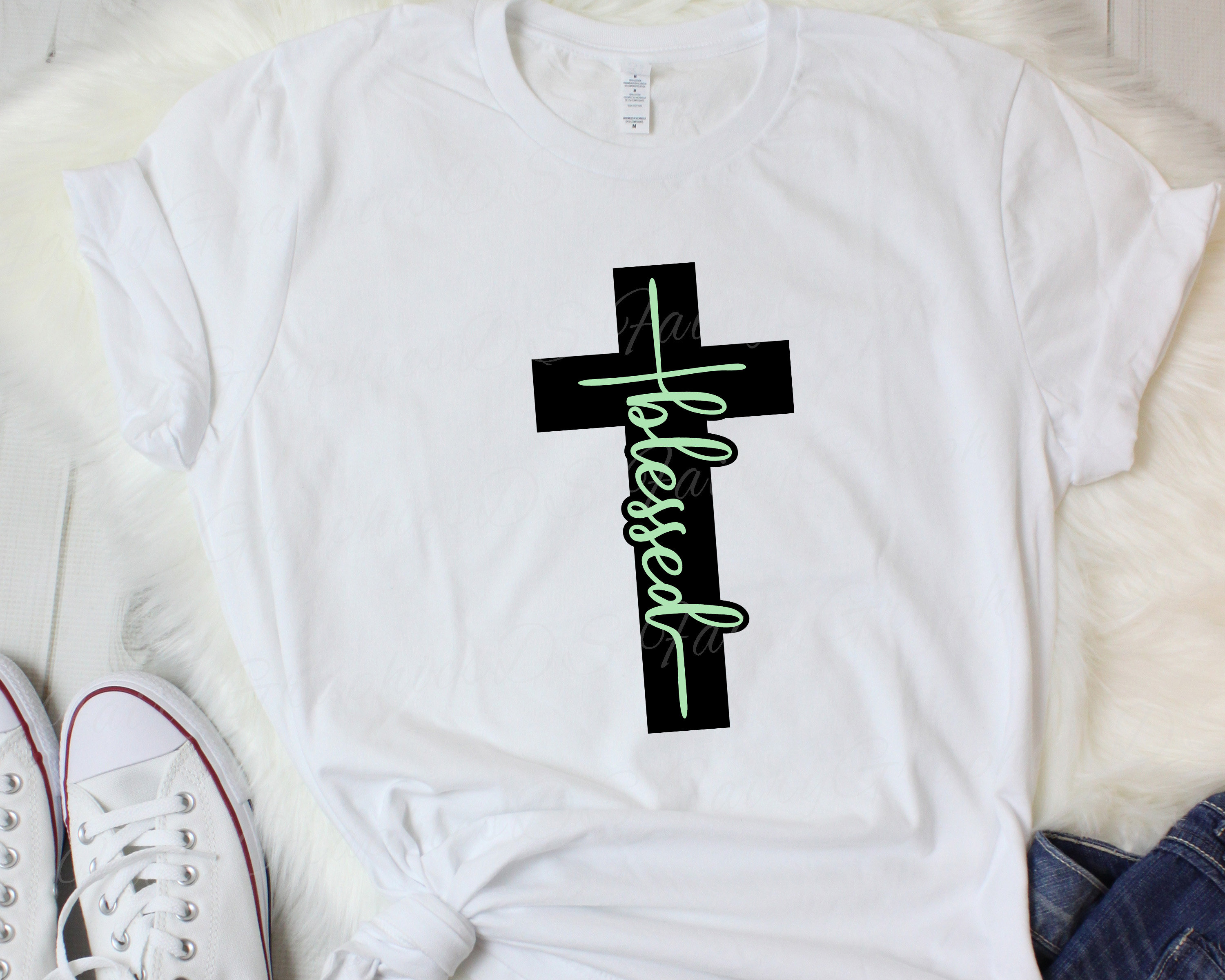 Blessed Cross SVG, Religious SVG, Spiritual T-shirt Design, Script ...