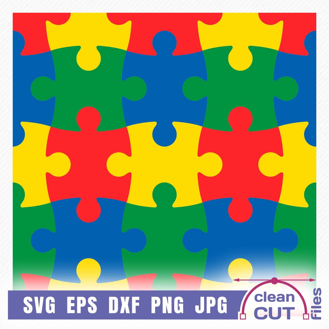 Puzzle Seamless Pattern SVG Autism Puzzle Piece Clipart and Vector ...