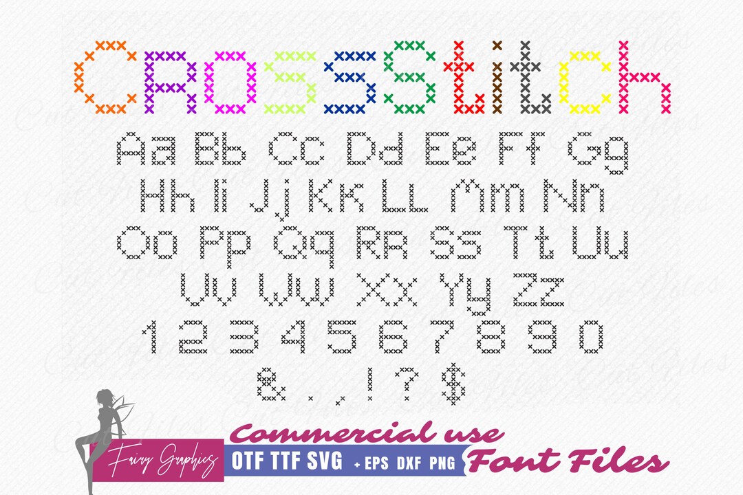 Stitching Font SVG TTF OTF | Cross Stitch Alphabet, Cross Stitch ...