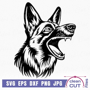 Angry German Shepherd Dog Head SVG Logo Barking Animal SVG, Open Mouth ...