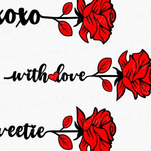 Rose With Text SVG Bundle, Valentines Day SVG Designs - Etsy