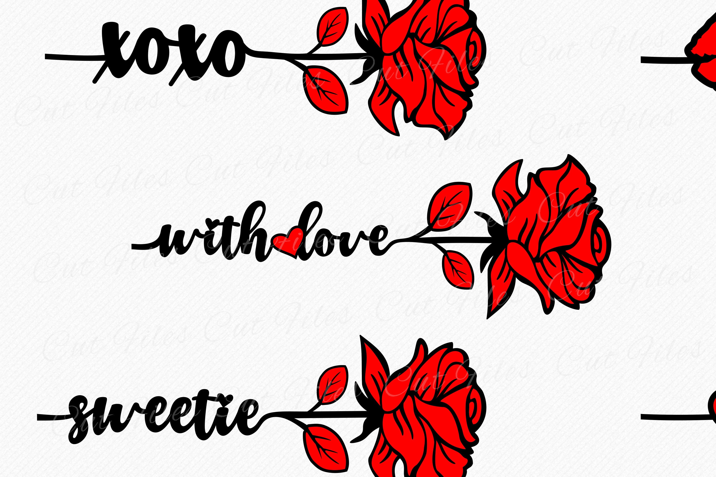Rose With Text SVG Bundle Valentines Day SVG Designs - Etsy
