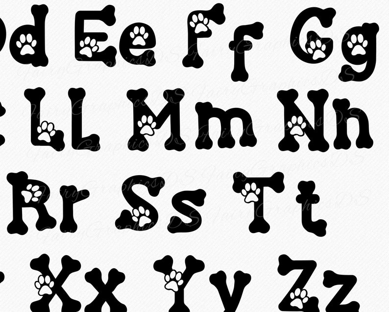 Pet Paw Font TTF OTF SVG Dog Font Cat Letters Paw Letters - Etsy