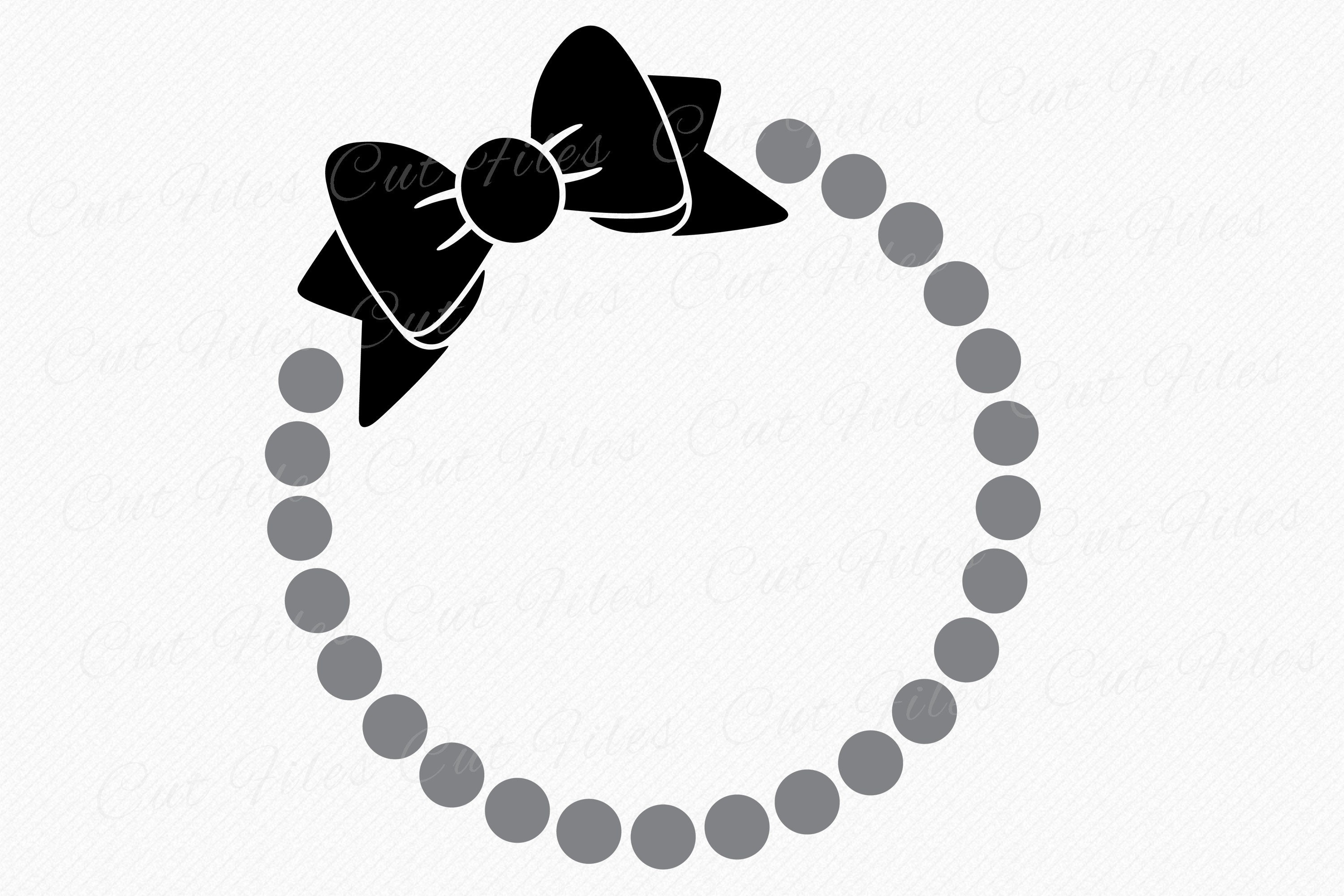 Pearls and Bow Circle Monogram Frame SVG Monogram Template - Etsy