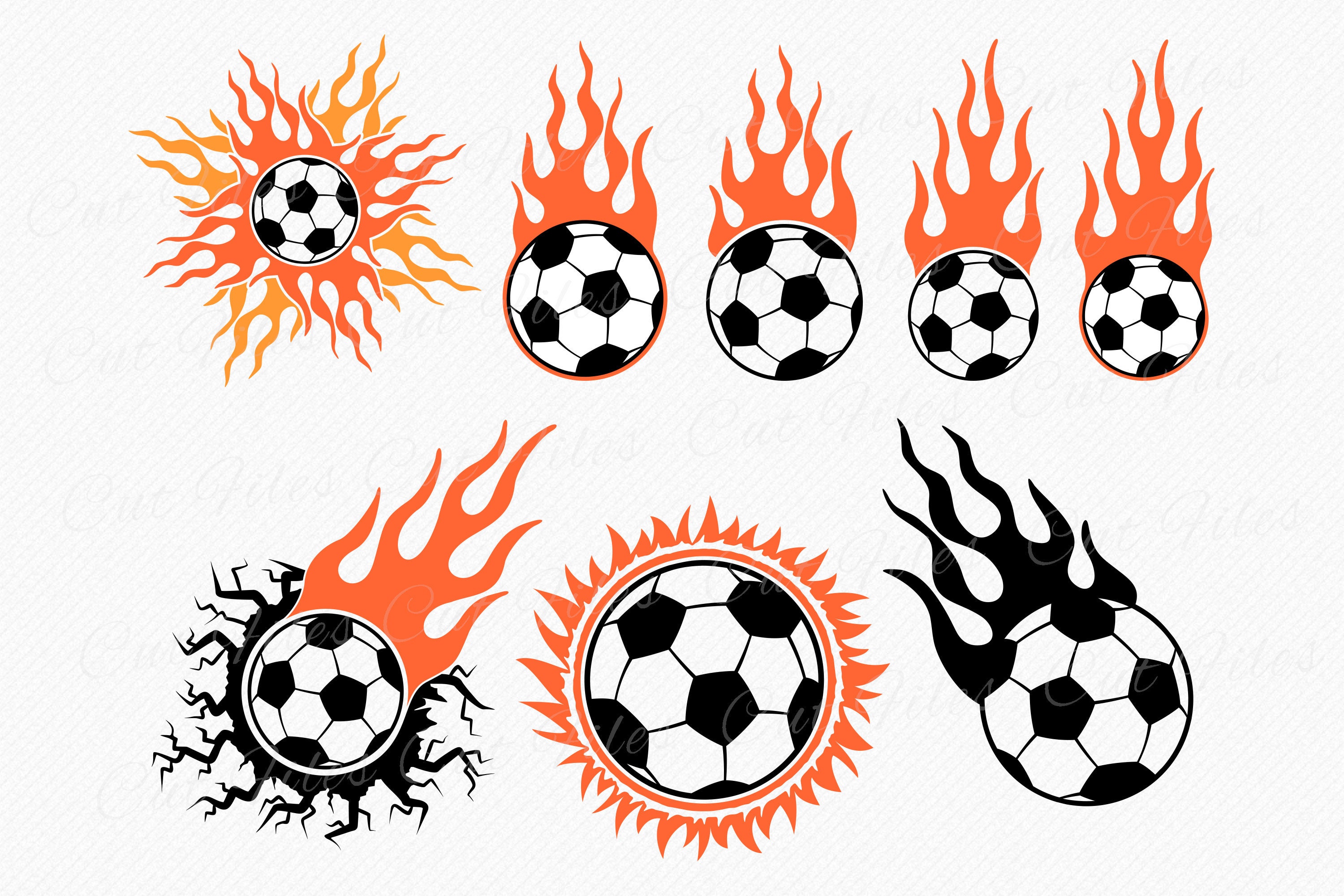 Soccer Ball Fire SVG Bundle, Fire Soccer SVG, Soccer on Fire Cut File ...
