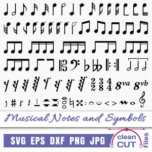 Musical Notes and Symbols SVG Bundle Musical Vector and Clipart Cutting ...