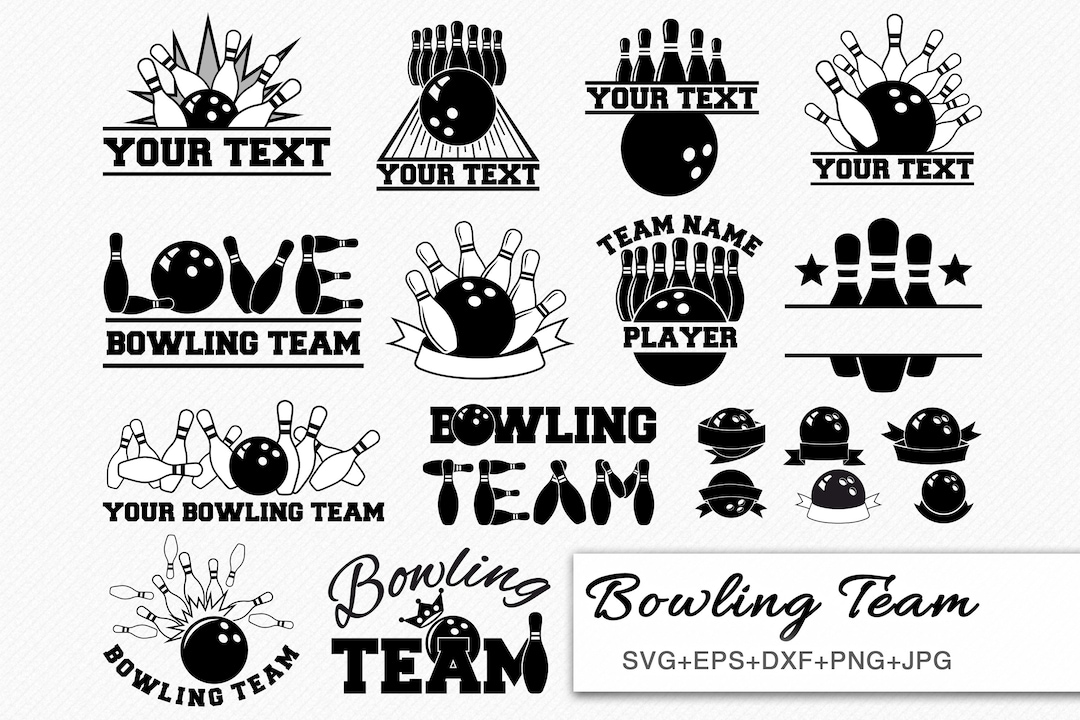 Bowling Team SVG Bundle Monogram Frame Love Bowling Squad Ball and Pins ...