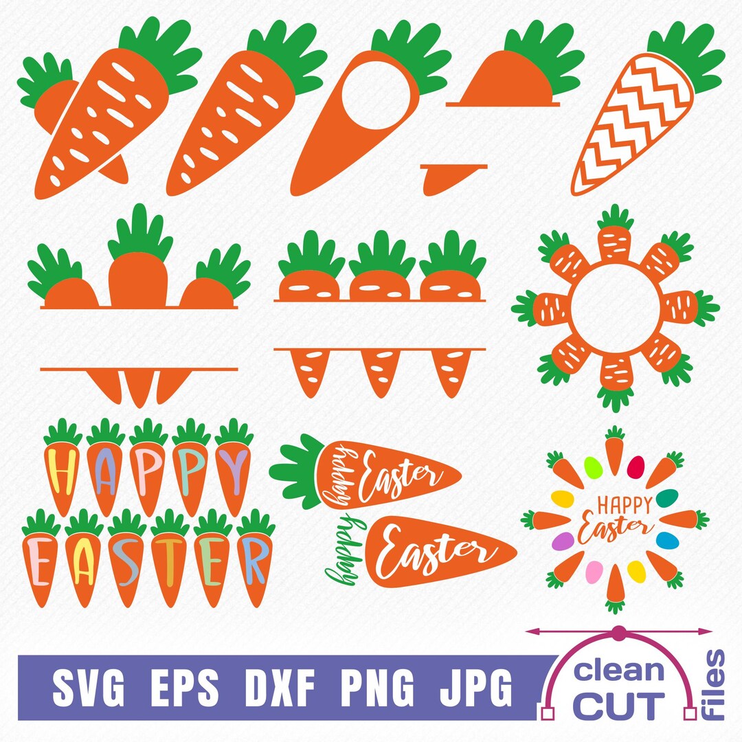 Easter Carrot SVG Bundle, Carrot Frame SVG, Happy Easter Svg, Easter ...